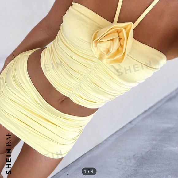 SHEIN | Skirts | Two Piece Yellow Set Xs | Poshmark